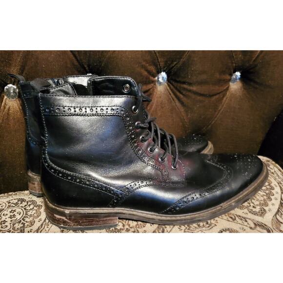 Moretti | Shoes | Moretti Mens Birmingham Wingtip Boots Black Mens 3 ...